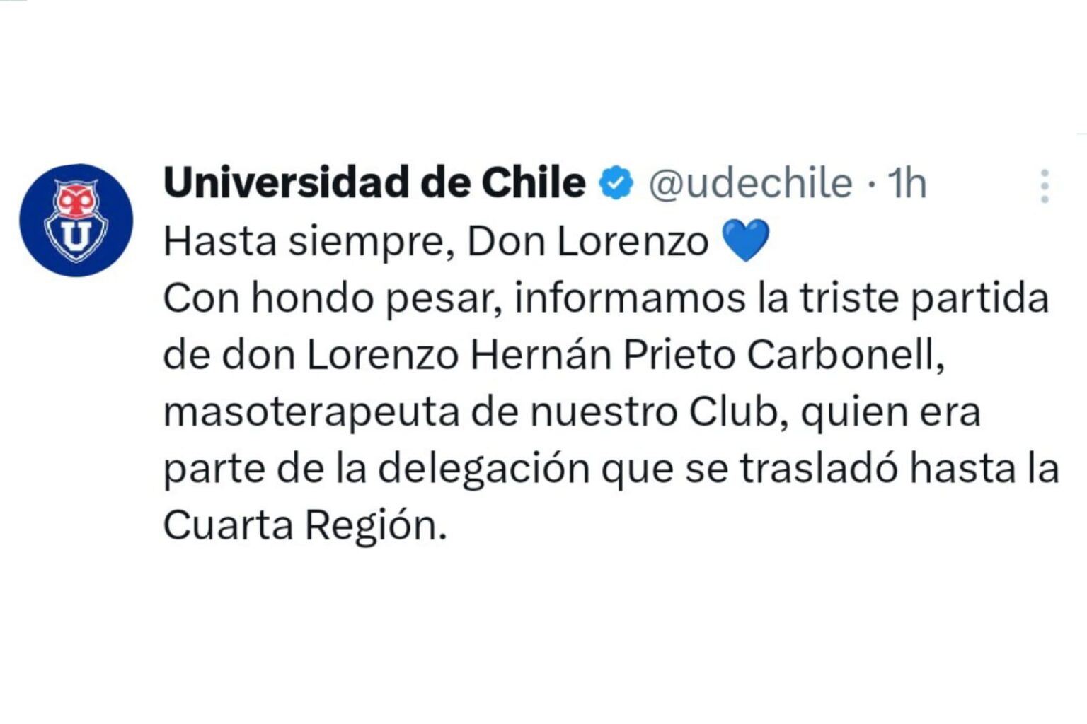 Colo-Colo se hace presente ante el fallecimiento de Lorenzo Prieto ...